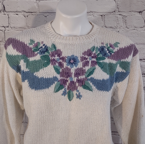 Vintage | Sweaters | Vintage Cottage Core Floral Sweater | Poshmark